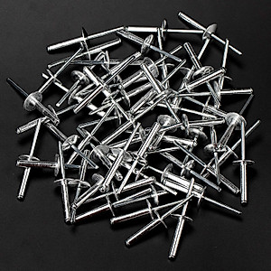 PAGOW 3/16 x 1 Inch (4.8x25mm) Flange Aluminum Blind Rivet, Large Self-Plugging Open End Decorating Fastener Nails Pop Rivets, Core Pulling Rivets Grip Pange 11/16-3/4 Inch (17.4-19mm) (60 Pcs)
