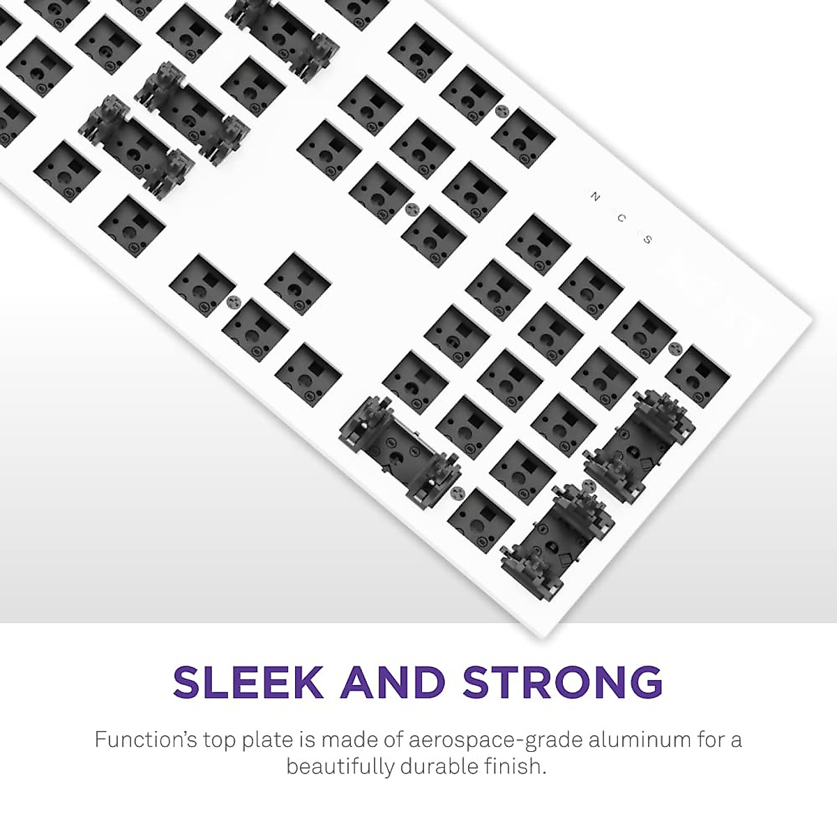 NZXT Function Full-Size Wired Gaming Keyboard – Gateron Red Mechanical Switches - Linear, Fast, and Quiet – Hot-Swappable – RGB Backlit – Aluminum Top Plate – Sound Dampening Foam – Wrist Rest – White