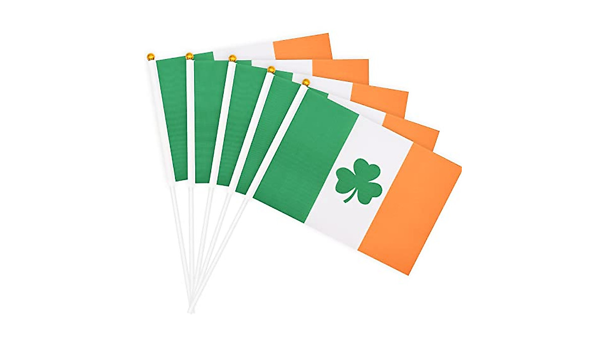 20 Pack Small Ireland Irish Shamrock Flag Stick 5'' x 8'' - Mini ...