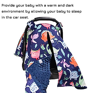 Baby Car Seat Cover, Peekaboo Opening Infant Carseat Canopy for Boys Girls, Warm Minky Blanket Car Seat Covers for Newborn, Carrier Cover Poncho, Nursing Covers for Breastfeeding