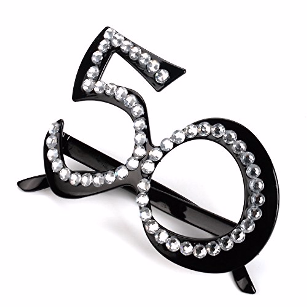 50th Birthday Glasses - Number Crystal Frame, Party Favors, Wedding, Funny Costume Sunglasses, Novelty Eyewear Celebration Decoration for Kids and Adults 6 Pack (50)