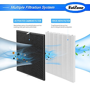 VALZONE 2 Sets 116130 True HEPA Replacement Filter H Combo Packs, Compatible with Winix 5500-2 and Model AM80, Part #116130, 2 Premium H13 True HEPA and 2 Activated Carbon Filters
