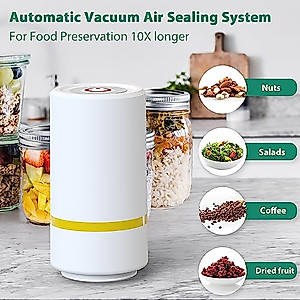 Electric Mason Jar Vacuum Sealer Food Vacuum Saver for Wide and Regular Mouth Mason Jars Can Sealer Jar Seal Pump Kit Accessories Hose Compatible with FoodSaver Vacuum Canning Sealer Machine Attachment Jars Sealing Hood for Food Storage