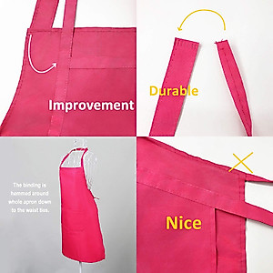 Hi loyaya 10 Pack Bib Pink Aprons Bulk for Women Girl Adult Painting BBQ Cooking Kitchen Baking with Pockets (10, Pink)