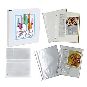 Modern Cuisine Recipe Binder Bundle with Full Page Plastic Sleeve Protectors, Recipe Card Protectors and Magnetic Pages for Recipe Clippings