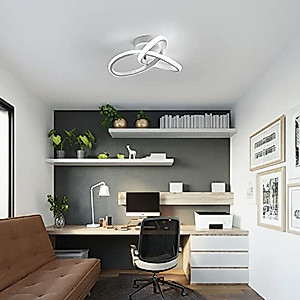 AUA LED Ceiling Light, Modern Semi Flush Mount Ceiling Lights Fixture, 22W Cool White 6500K Hallway Light Fixtures Ceiling Lamps for Kitchen Dining Room Living Room Bedroom Spiral Design