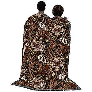 Pure Country Weavers William Morris Golden Lily Sienna Blanket - Arts & Crafts - Gift Tapestry Throw Woven from Cotton - Made in The USA (72x54)