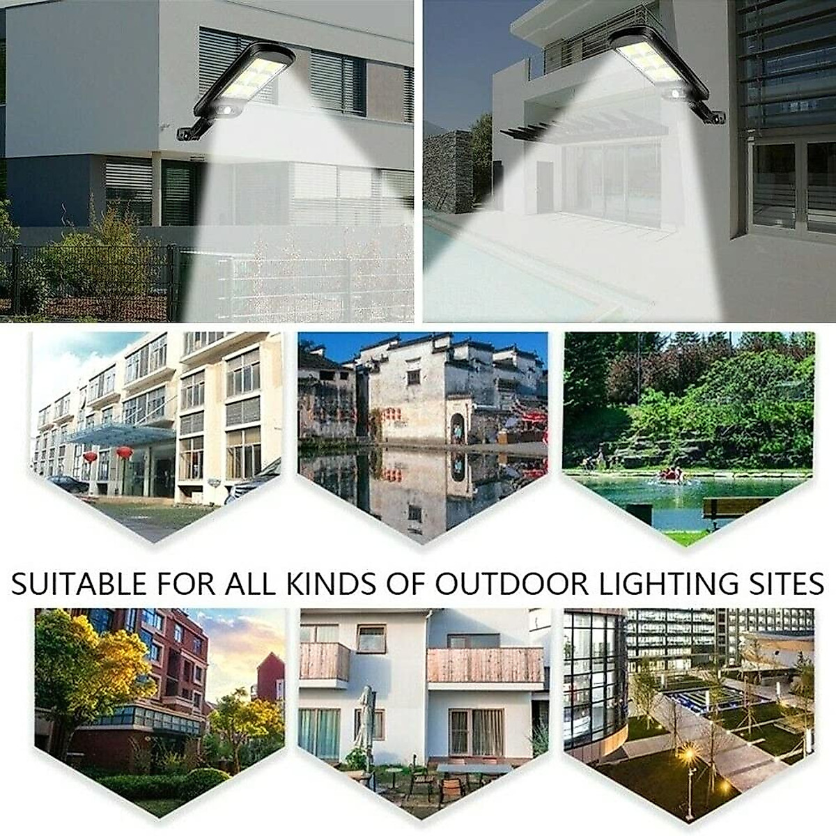 Trnni Outdoor Solar Street Light for Parking Lot Solar Lamp, LED Solar Street Lamp Wall Lamp PIR Motion Sensor Waterproof Floodlight with Remote Control