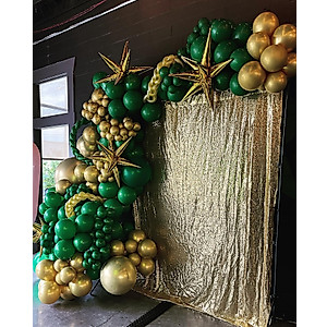 ADOINBY Green and Gold Balloon Arch Kit, 201Pcs Explosion Star Emerald Dark Green Metallic Gold Latex Balloon Garland kit, Different Size Balloons for Birthday Baby Shower Jungle Party Decoration