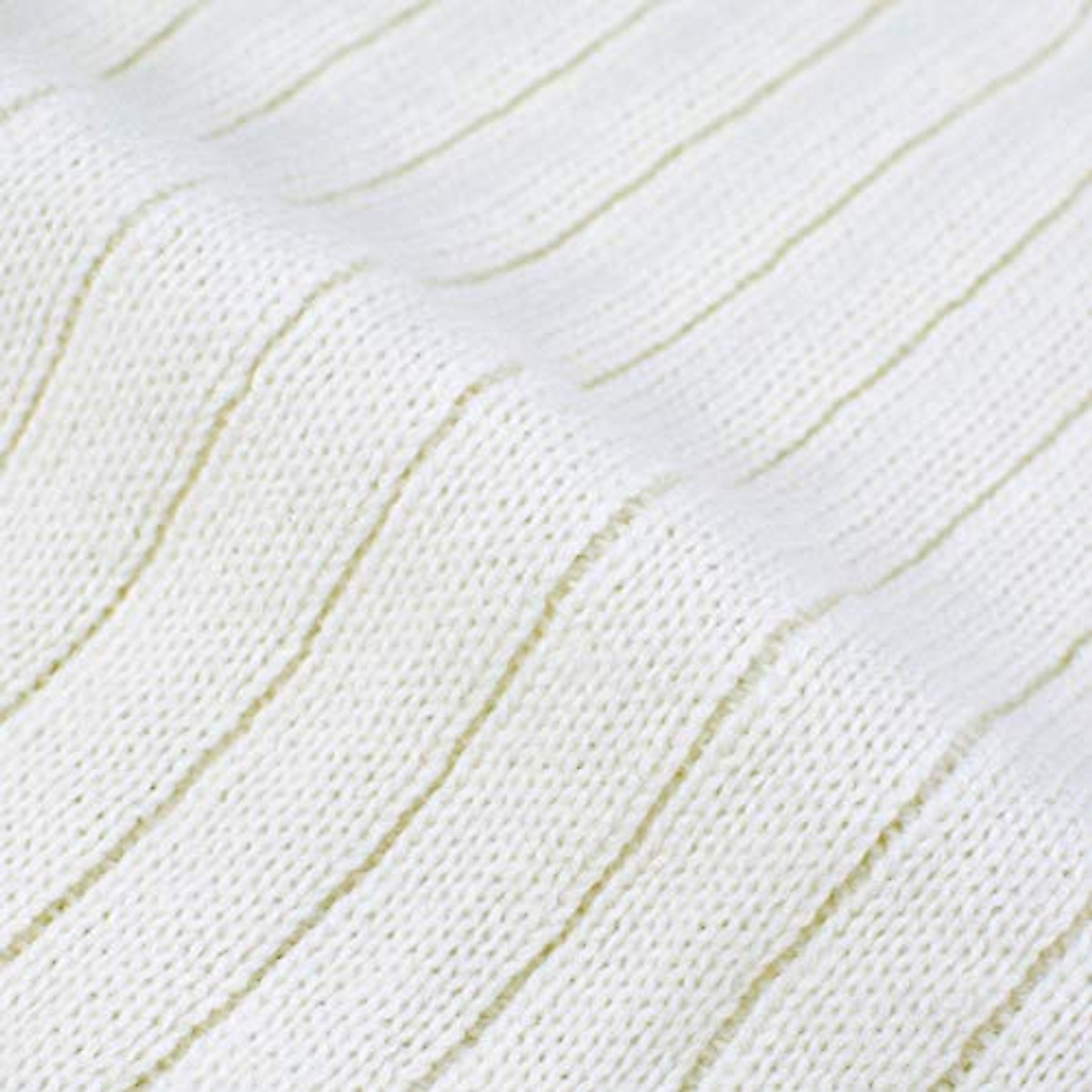 TEALP Pom Pom Blanket White Cotton Knitted Throw Blanket with Pom Poms (Cream White, 40''x60'')