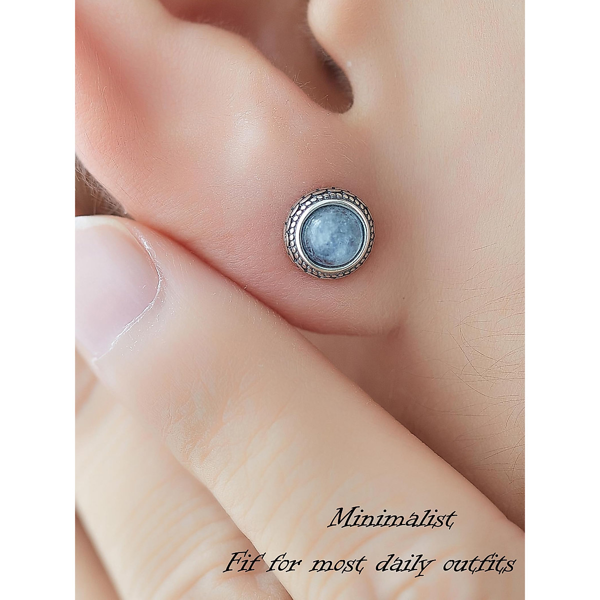 Small Genuine Blue Aquamarine 925 Sterling Silver Hypoallergenic Studs Earrings Jewelry for Women Dainty Trendy Antiqued Silver March Birthstone Earrings Jewelry Gifts for Women Young Lady