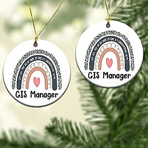 Let All You Do Be Done GIS Manager Ornament Ceramic for Christmas Tree Decorative, GIS Manager for Women Men, Funny Xmas Tree Hanging Ornament Round Ceramic Present Home Décor