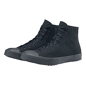 Shoes for Crews Pembroke, Men's, Women's, Unisex, Slip Resistant, High Top Work Sneakers, Canvas, Men's Size 9, Women's Size 10.5 Black