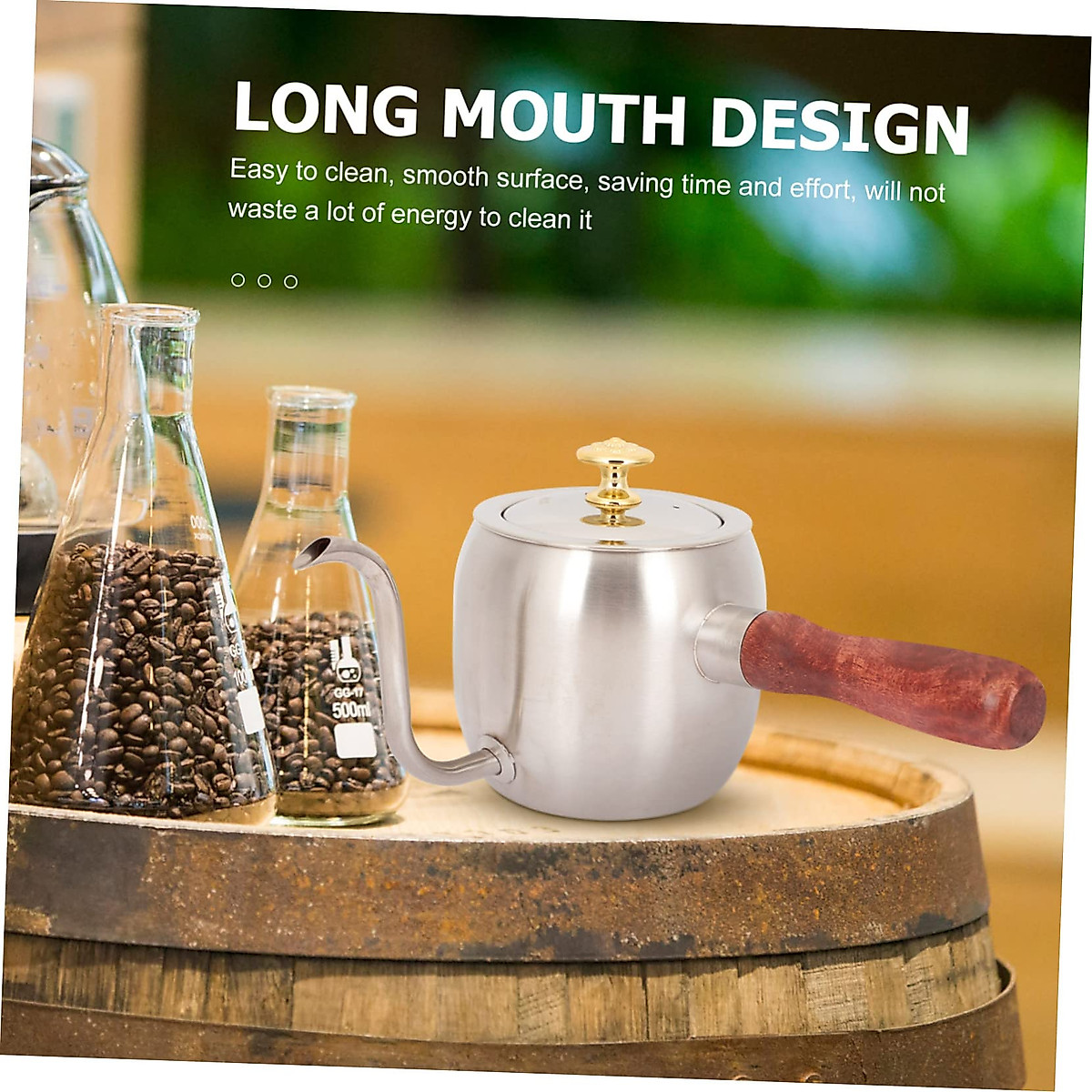 CONGARTENO Wooden Handle Coffee Pot Hand Drip Coffee Turkey Coffee Pot Coffee Pot Gas Tea Pitcher Stainless Tea Kettle Coffee Espresso Maker Coffee Makers Teapot Stainless Steel