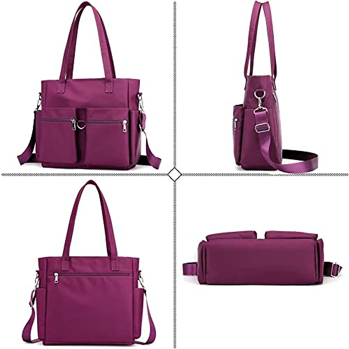 EDIWER Nylon Tote Bag for Women Multi-function Shoulder Handbag Waterproof Travel Crossbody Bag Large Capacity Work bag