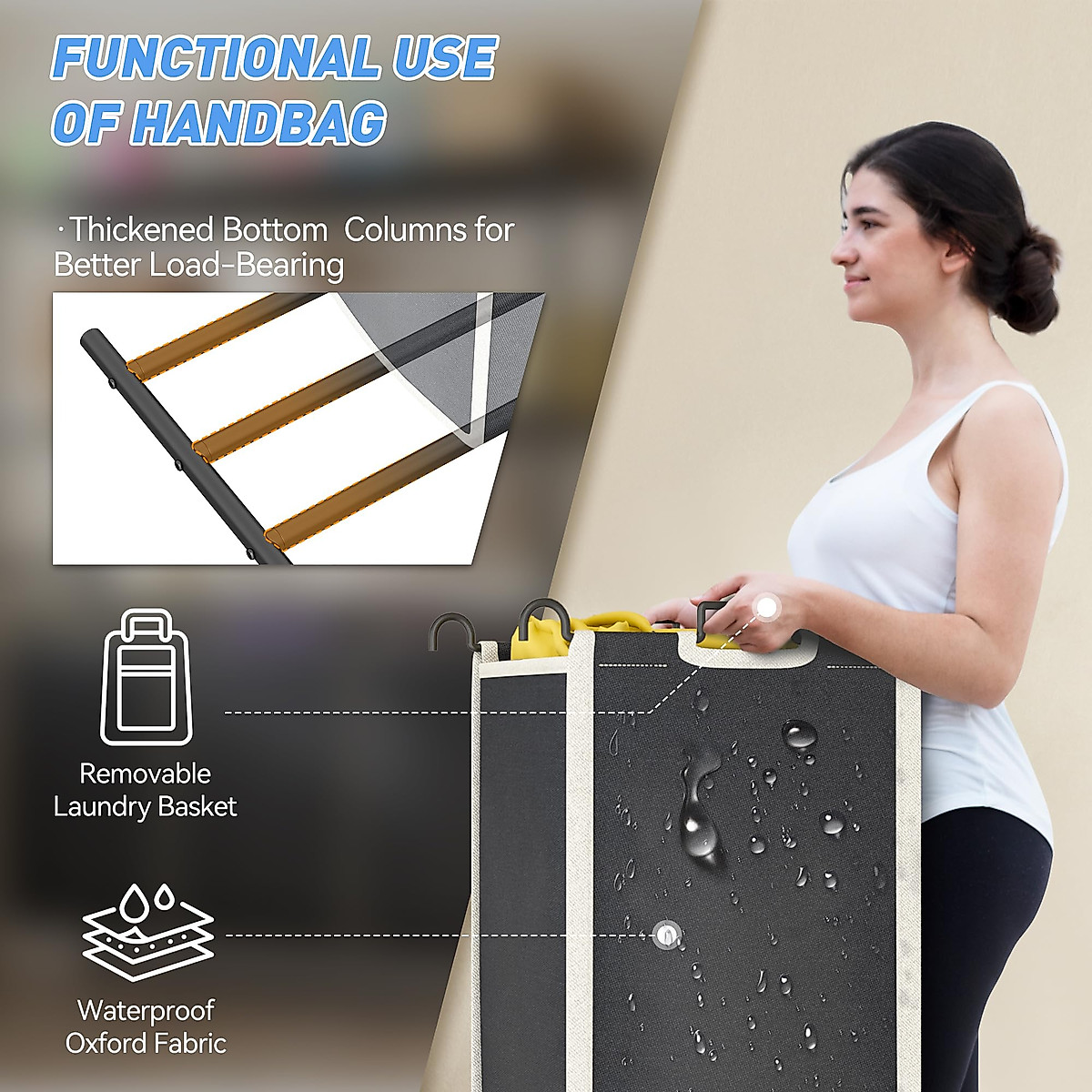 Raybee Laundry Sorter 3 Section Rolling Laundry Hamper Cart with Shelf 145L Large Laundry Basket Organizer 3 Compartment Hampers for Laundry Room Organization Laundry Station with Lockable Wheel,Black