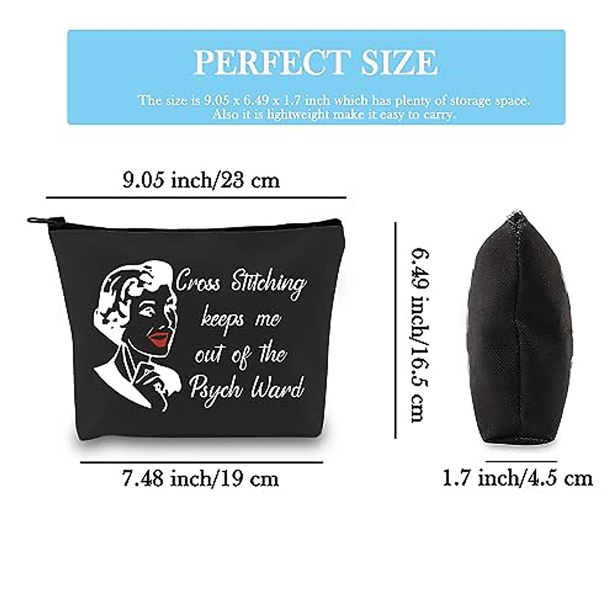 GJTIM Needleworker Gift Sewing Lover Gift Sewing Project Bag Cross Stitch Project Bag Accessories Case for Cross Stitch Lovers (Cross Stitching Black)