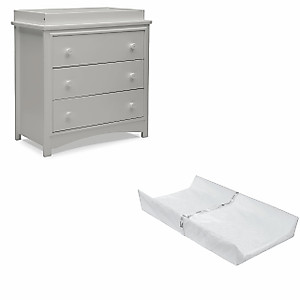 Delta Children Perry 3 Drawer Dresser with Changing Top, Moonstruck Grey
