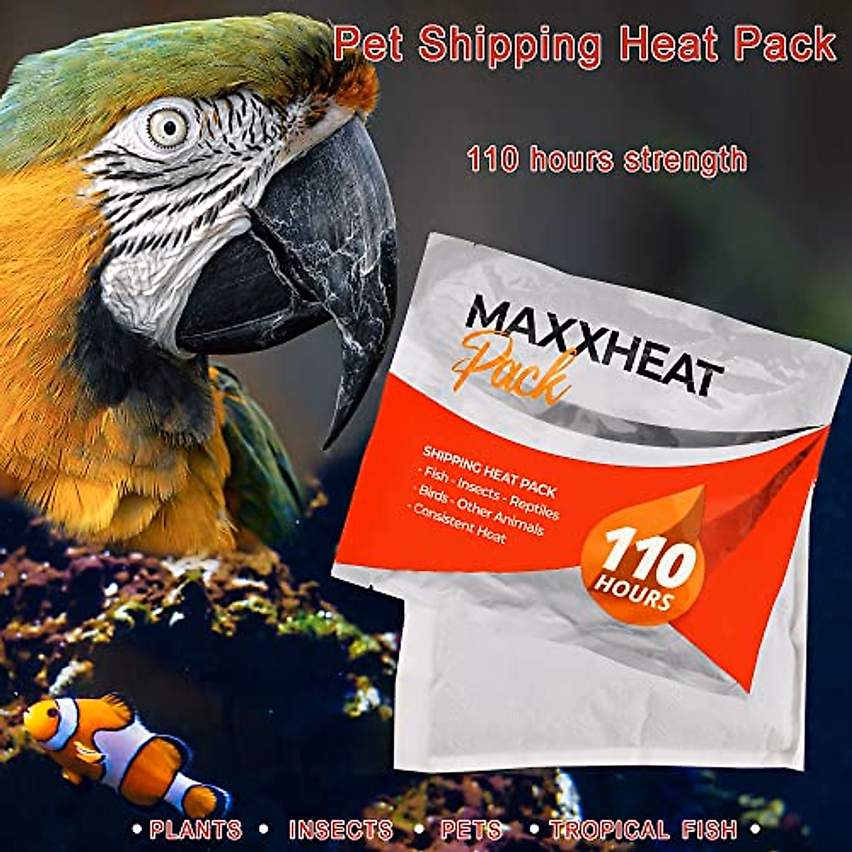 MaxxHeat 110 Hour Shipping Heat Pack - 1, 10, 60 Count Packs Available| Extended Heat for Marine Animals, Insects, Coral, Fish, Invertebrates, Flowers, and Plants | Tropical Fish