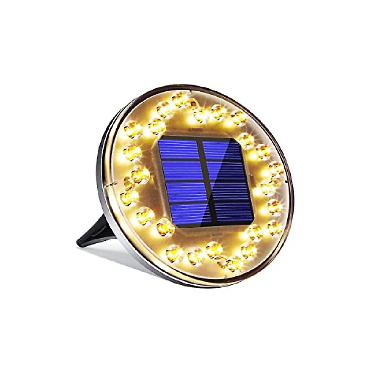 Pisool Solar Ground Lights - 24LED Solar Garden Lights Outdoor Waterproof Sidewalk Disk Bright In-Ground Landscape Lighting for Lawn Patio Pathway Yard