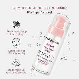Dermacol - Satin Makeup Base, Matte Face Primer for Wrinkles and Pores, Transparent Makeup Primer for Oily Skin & Dry and Combination Skin, Easy to Blend Pore Filling Primer, No Preservatives, 30 mL