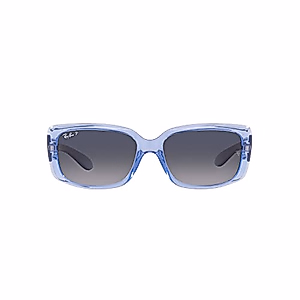 Ray-Ban Women's RB4389 Square Sunglasses, Transparent Light Violet/Blue Gradient Polarized, 55 mm