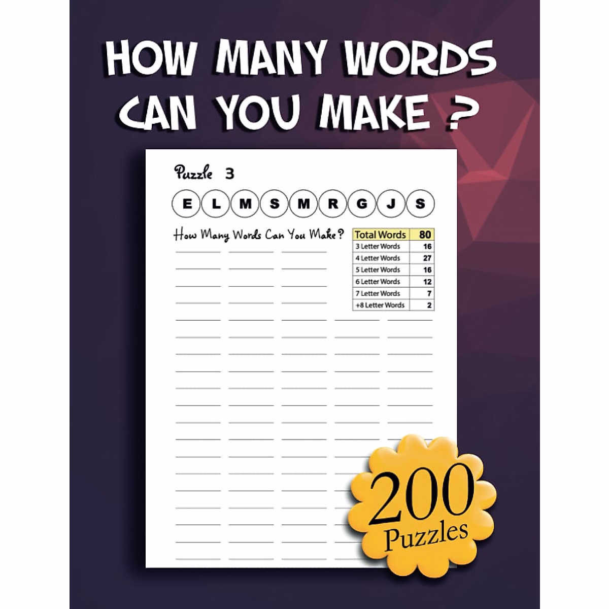How Many Words Can You Make ?: 200 Puzzles for Seniors, 8.50 x 11 in, Puzzles & Solutions