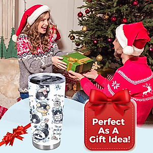 LATTPLYN Cat Lover Gift, Cat Tumbler for Women Men Kids, 20 oz Stainless Steel Coffee Cup with Lid Christmas Birthday Gift for Mom Coffee Mug White Tumbler for Girls