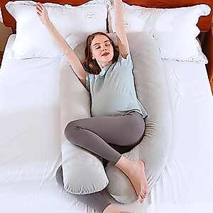 Pregnancy Pillows, U Shaped Full Body Pillow with Washable Velvet Cover, 55 Inch Maternity Pregnancy Pillows for Sleeping, Support for Back, HIPS, Legs, Belly for Pregnant Women (Light Gray)