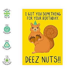 CENTRAL 23 Funny Birthday Cards For Men Women - Deez Nutz! - Friend Birthday Card Female - Gag Jokes Humor Gifts For Him Her - Comes With Fun Stickers