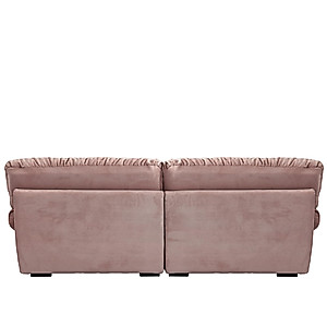 JACH 89" Oversized Deep Sectional Couch, Minimalist Love Seat Couches, Sectional Sofas with Thick Cushion, Comfy Corduroy Sofa with Two Pillows for Living Room, Apartment, Office, Pink