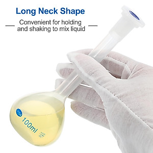 PATIKIL 100ml Volumetric Flask, 2 Pack Polypropylene Graduated Volumetric Measuring Flask with Plug Cap Tolerance 0.3ml for Laboratory Experiment, Translucent