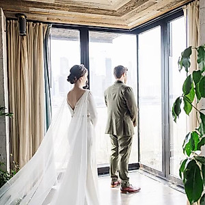 Shoulder Cape Veil Tulle Church Bridal Cape Veil Chapel Wedding Veil B018 (Ivory)