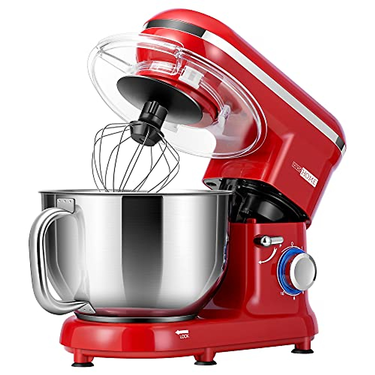 VIVOHOME Stand Mixer, 660W 10 Speed 6 Quart Tilt-Head Kitchen Electric Food Mixer with Beater, Dough Hook, Wire Whip and Egg Separator, Red