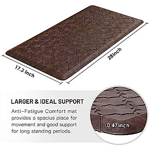WISELIFE Kitchen Mat Cushioned Anti Fatigue Floor Mat,17.3&quot;x28&quot;, Thick Non Slip Waterproof Kitchen Rugs and Mats,Heavy Duty Foam Standing Mat for Kitchen,Floor,Home,Office,Desk,Sink,Laundry, Brown