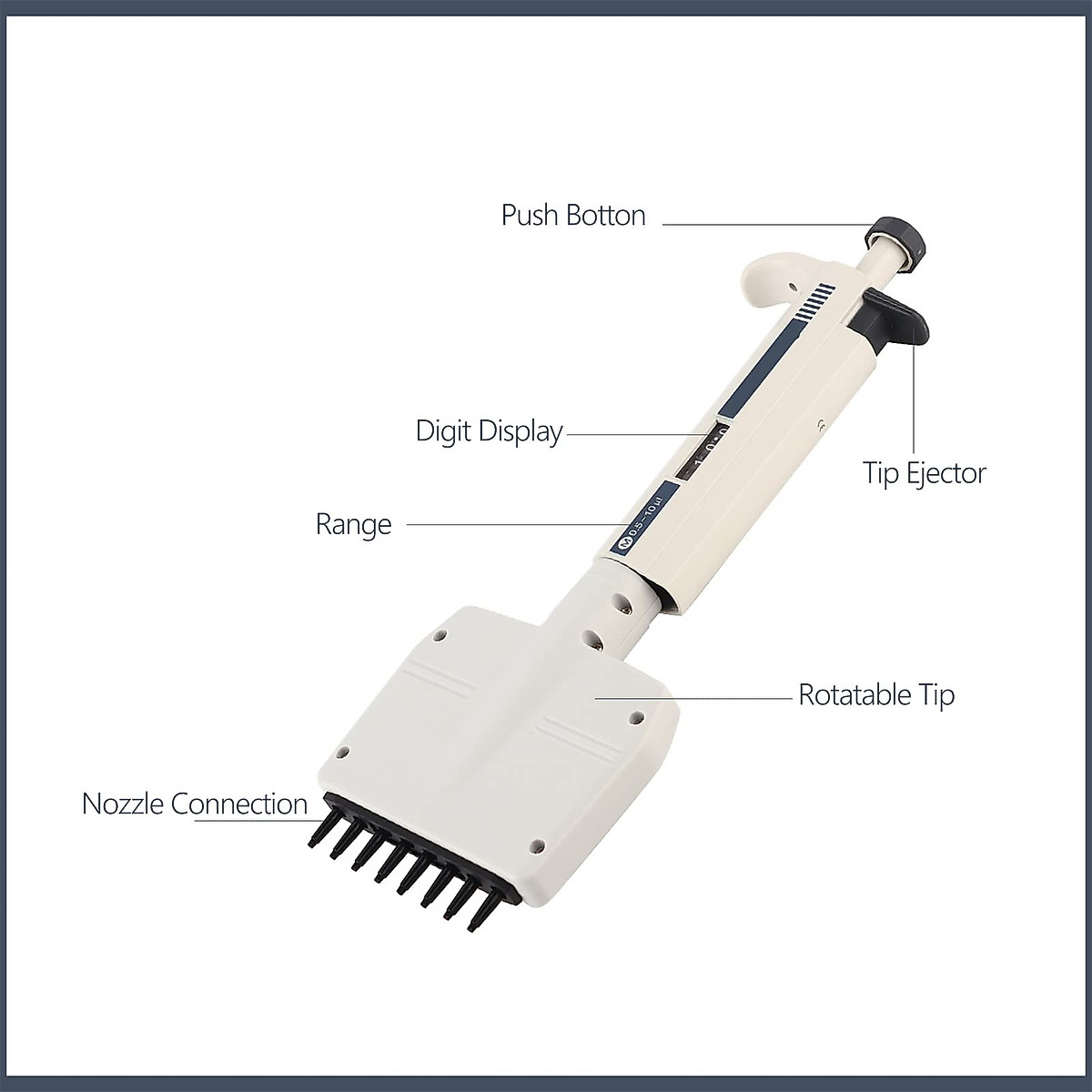 8-Channel Multichannel Pipett Adjustable Pipettor Micro Pipette Multichannel Pipette 0.5-10μl