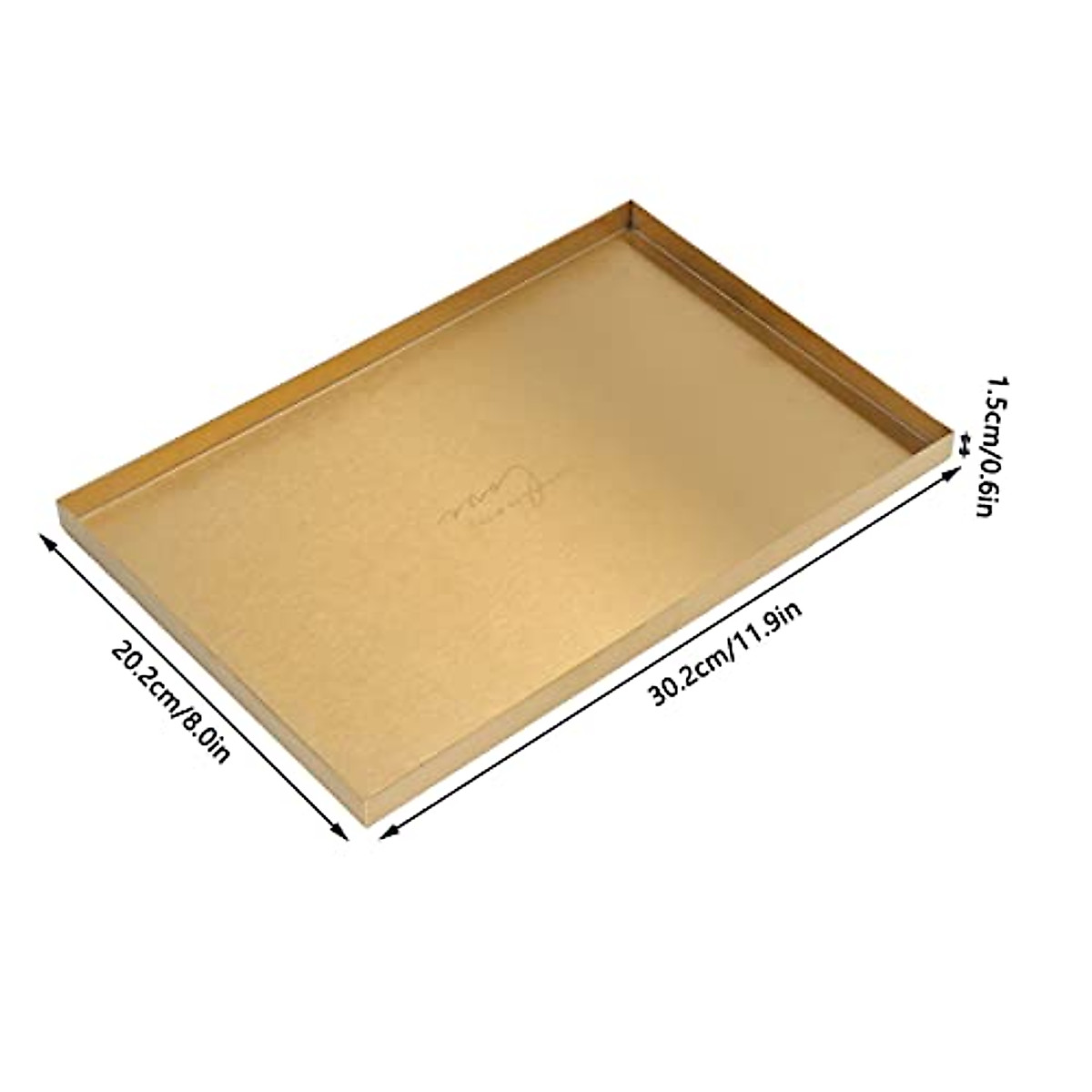 11.9x8.0 in Gold Rectangle Storage Tray Stainless Steel Tea Fruit Trays Desktop Cosmetics Perfume Jewelry Organizer Serving Tray for Home Living Room, Kitchen, Bathroom, Hotel