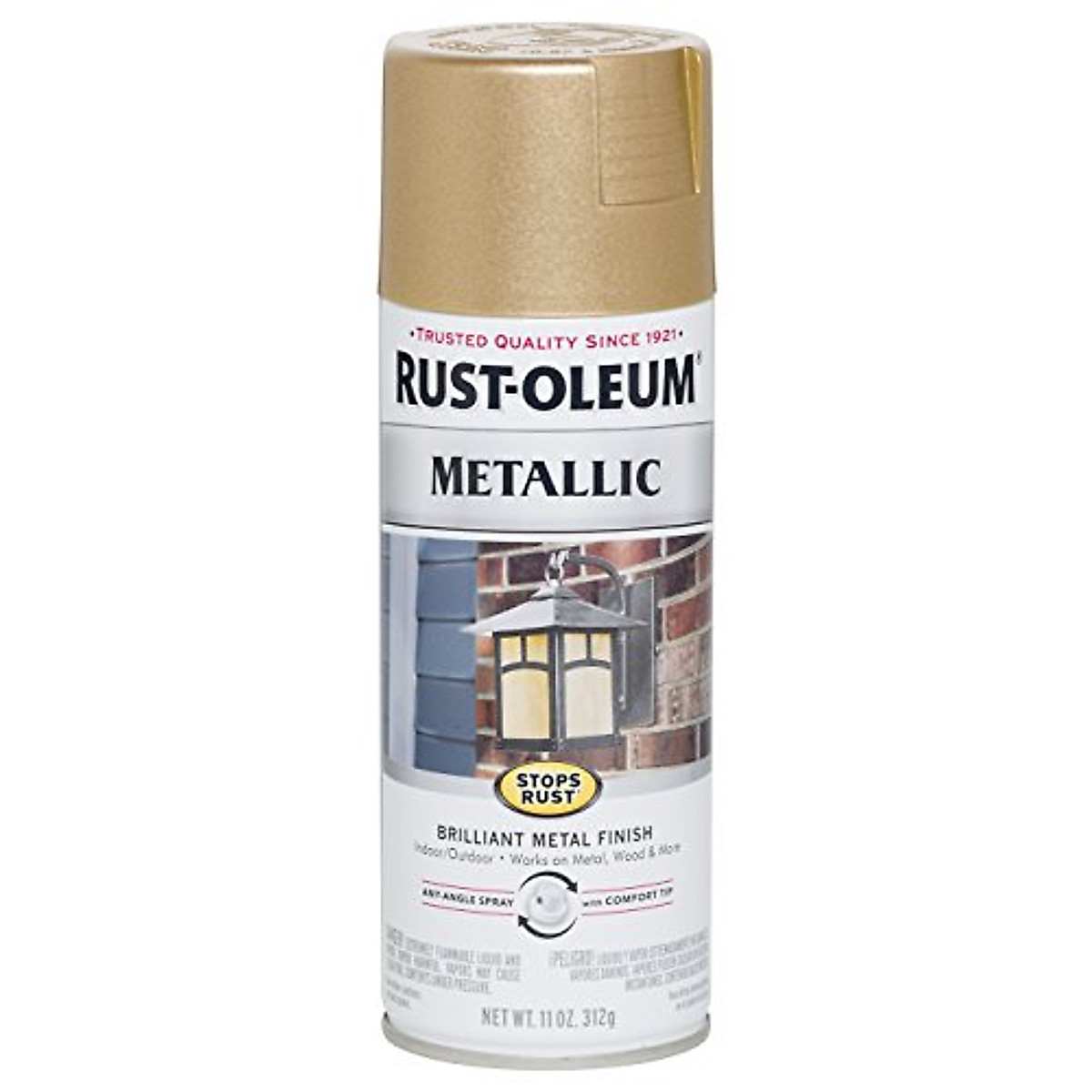 Rust-Oleum 286524 Stops Rust Metallic Spray Paint, 11 oz, Warm Gold