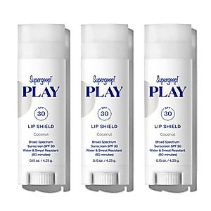 Supergoop! PLAY Lip Shield SPF 30 with Coconut - 3 Pack - Hydrating, Reef-Friendly SPF Lip Balm - Moisturizing Lip Treatment For Dry Cracked Lips - Clean Ingredients & Broad Spectrum UV Protection