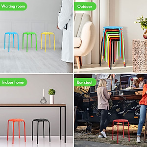 8 Pack Stacking Stools Classroom Stackable Stool Plastic Stack Stool Round Stacking Stool Set Student Round Stool Multipurpose Stool Chairs Flexible Seating for Kids Adult Home Classroom (White)