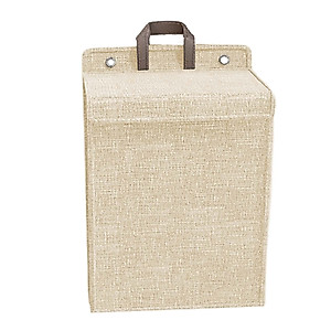 Collapsible Hanging Laundry Basket Wall Mounted Laundry Storage Basket with Carry Handle, Large Capacity Laundry Hamper for Bedroom, Blanket, Beige Medium