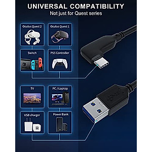 TOENNESEN Link Cable 16FT Compatible with Oculus Quest 2/Pro/Pico4/Steam, High Speed Data Transfer and Fast Charging USB 3.0 Type A to C Cable for VR Headsets Accessories