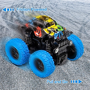 PlyEeight 2pcs Friction Powered Cars for Toddlers, 360° Rotation Stunt Push and Go Cars Educational Toys for 3 4 5 6 Year Old Boys Girls Gifts