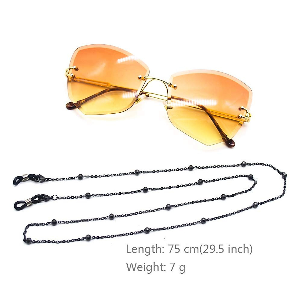 Jurxy 3PCS Eyeglass Chain Sunglass Strap Holder Reading Glass Cords Lanyard Beaded Necklace Chain Eyewear Retainer Chain Metal Beaded Eyeglasses Long Necklace Fashion Accessories