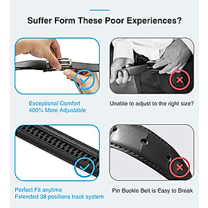 CHAOREN Click Belt for Men 2 Pack - Mens Dress Belt 1 1/4" in Packing Box - Design Belt Meet Almost Any Occasion and Outfit