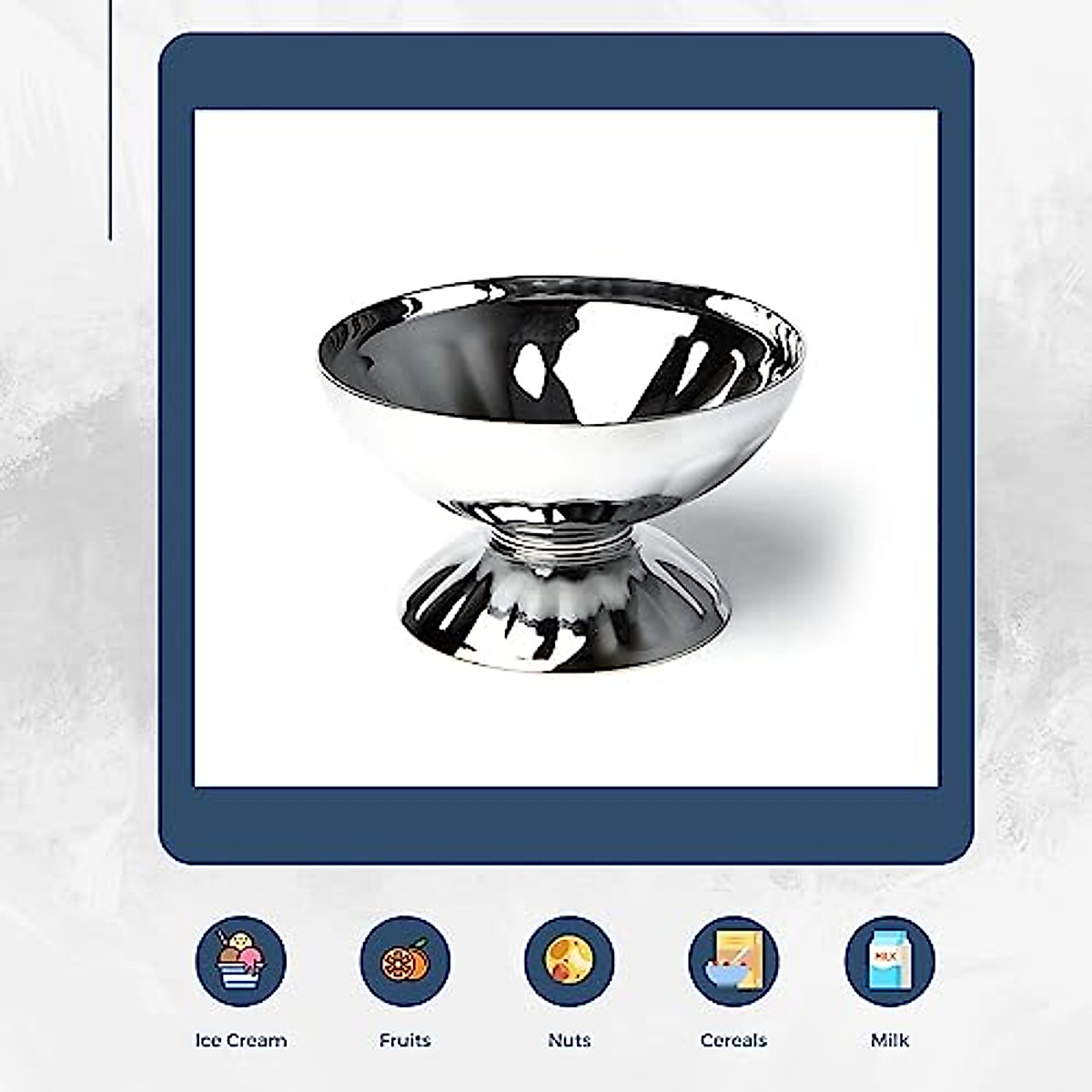 Aramox Ice Cream Bowl, Elegant Trifle Tasting Bowls Scratch Proof Stainless Steel Rust Resistant with Fork for Hotel (250ml)