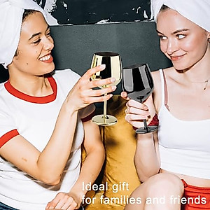 Arora Stainless Steel Wine Glass 18oz - Set of 2 Gold - 3.6" D x 8.3" H (851029)