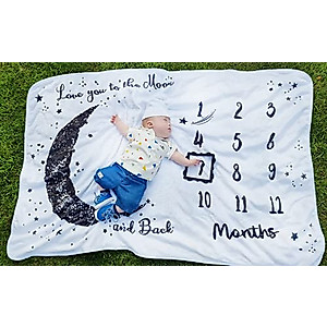 Miles&Molly Baby Monthly Milestone Blanket Boy, Girl |New Baby Boy Gift, Nursery Decor Baby Shower | Newborn Baby Month Blanket | Baby Growth Chart, 60x40