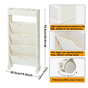 6 Tier Mobile Bookshelf, Moveable Bookshelf Organizer with 360° Universal Wheel Movable Bookshelf Multilayer Capacity for Home, 6 Tier Floor Standing Bookcase Storage Organizer Rack,Pink