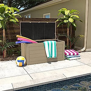 Cosco Outdoor Living 88180BTN1E Cosco Outdoor Patio, Extra Large, 180 Gallons, Tan Deck Storage Box